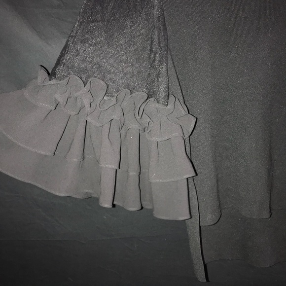 Tibi | Tops | Hot Asymmetrical Top With Mesh Sleeve And Ruffles | Poshmark